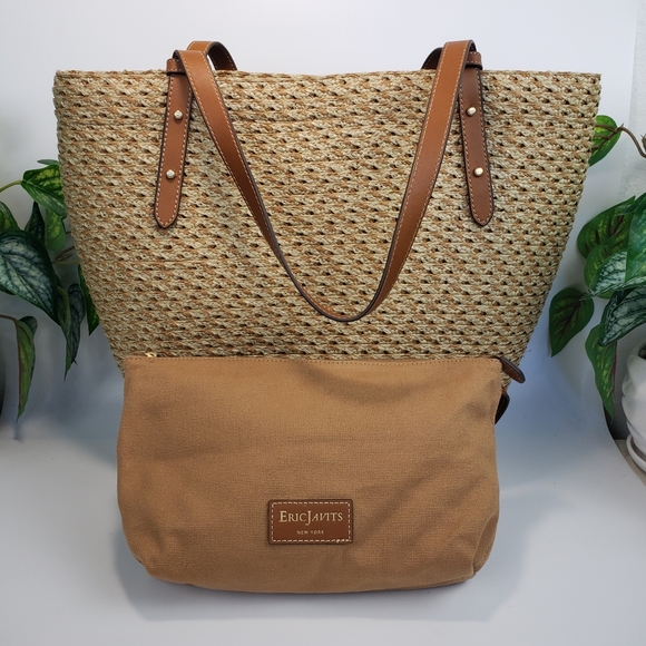 Eric Javits | Bags | Eric Javits 2p Wicker Straw Tote Satchel Pouch ...